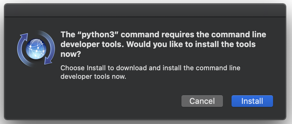 'Python3 Command requires Command Line Tool' message